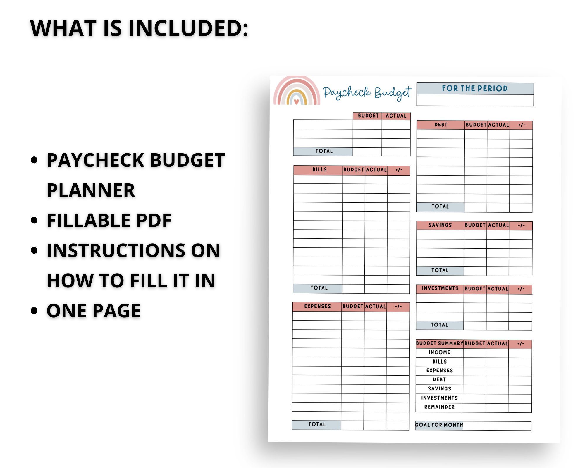 Editable Budget Planner, Budget Fillable PDF, Budget Binder, Paycheck ...